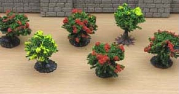 Model railway or wargame Bushes or Trees Flowering 25mm Tall