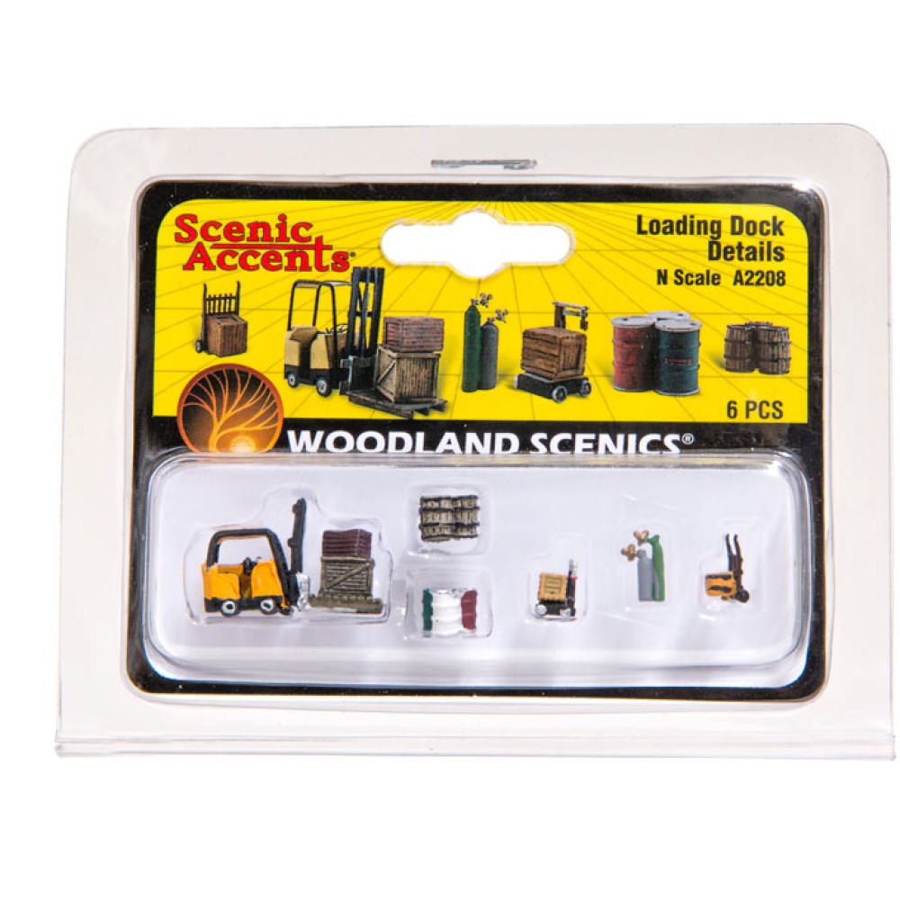 Forklift Barrels Crates Dock and Warehouse Detail in N gauge A2208
