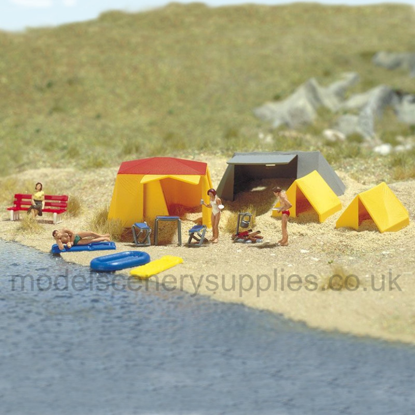 Model railway Campsite tents OO Busch 6026
