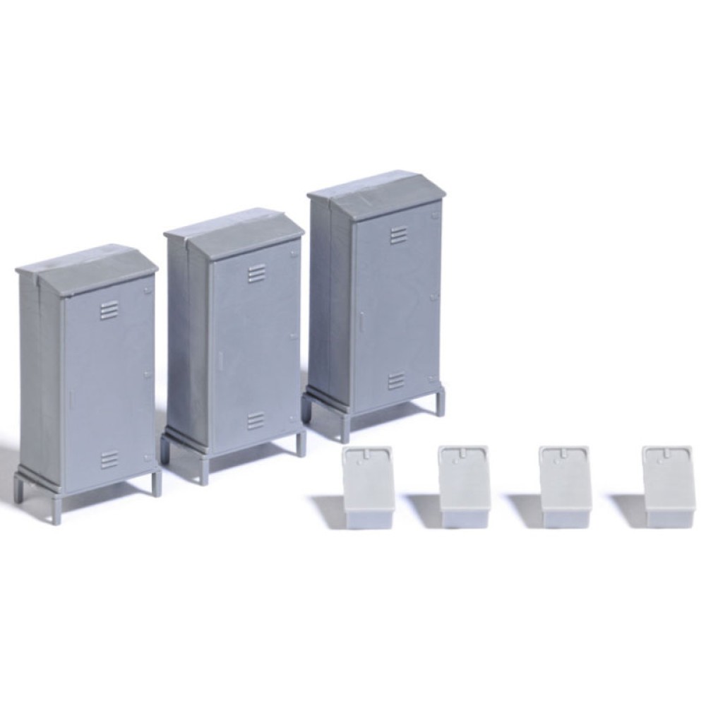 Model railway Lineside Cabinets and Telephone Boxes OO Busch 7792