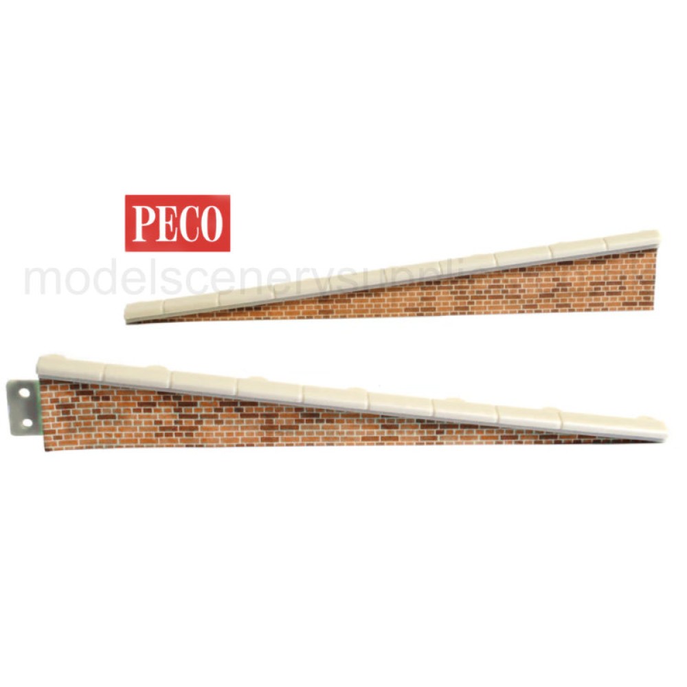Model Platform Wall and Edging Ramps in Brick OO Peco LK-66