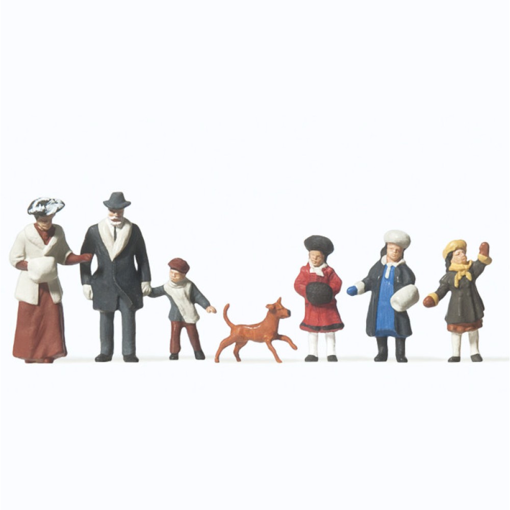 1900s model railway People in winter coats OO Preiser 12184