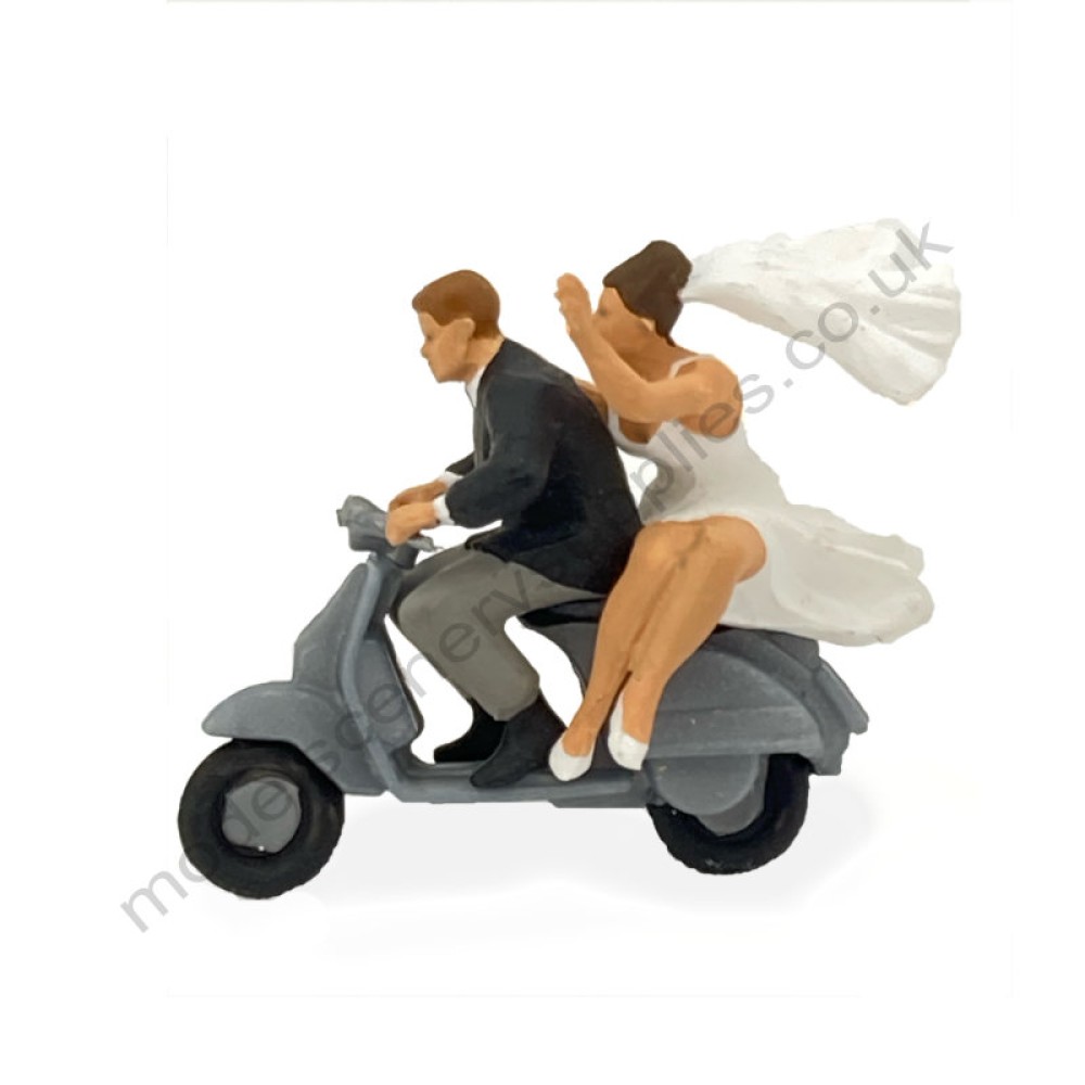 Wedding Couple Bride and Groom on Vespa