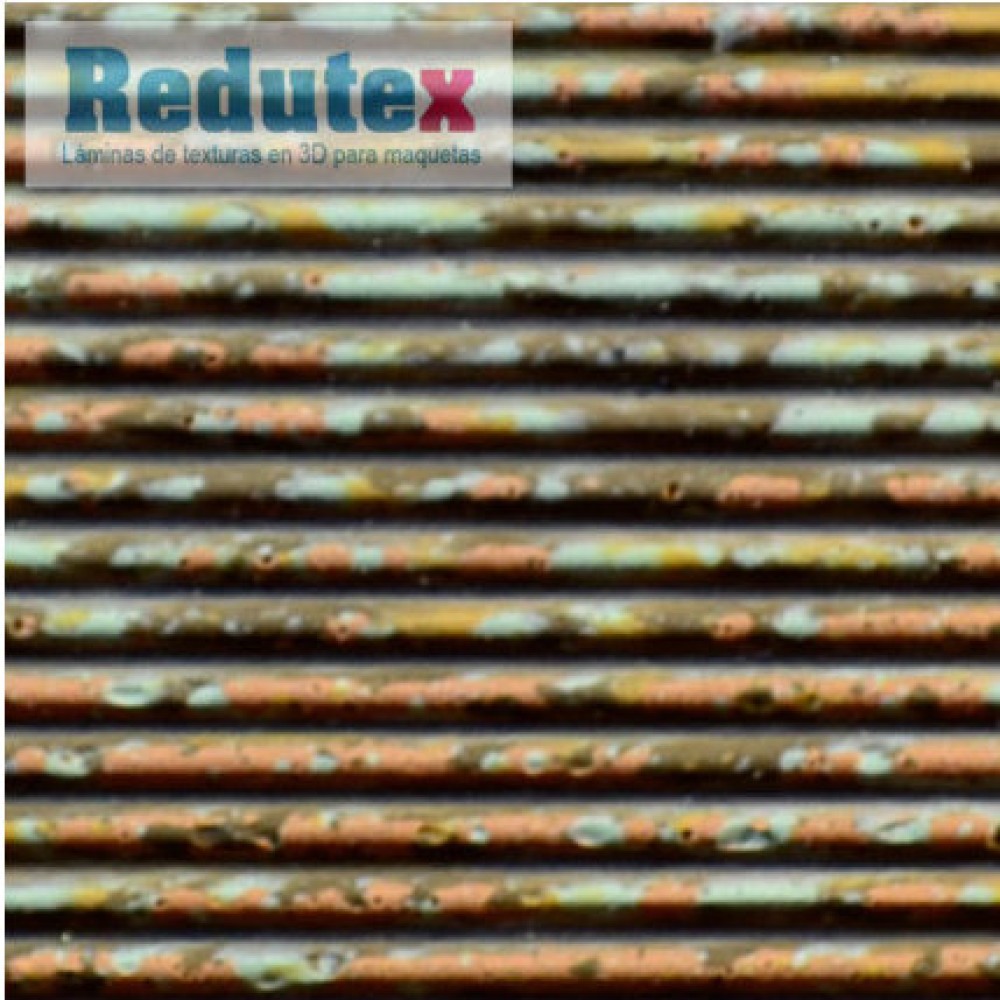 Redutex Textures 043PO122 Corrugated Rusty Tin 3D Sheet O Gauge