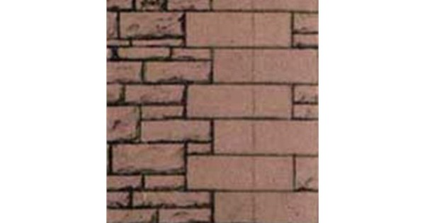 Red sandstone rubble walling building paper OO