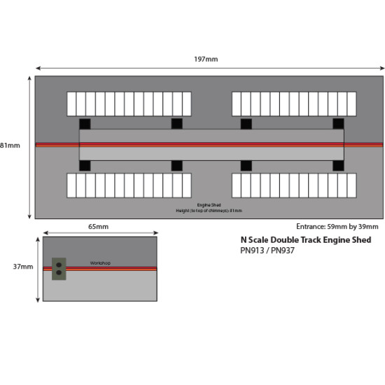 Model railway Double Track Engine Shed in N gauge from Metcalfe PN913