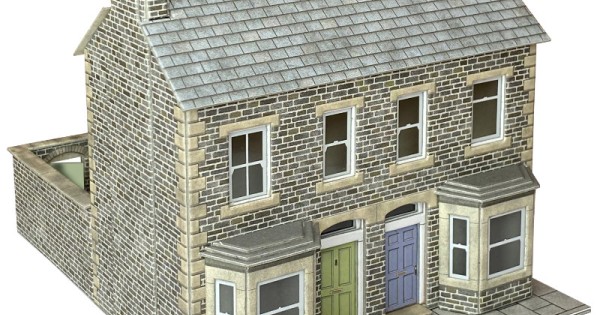 Model card kit Terraced Houses Stone OO Metcalfe PO301