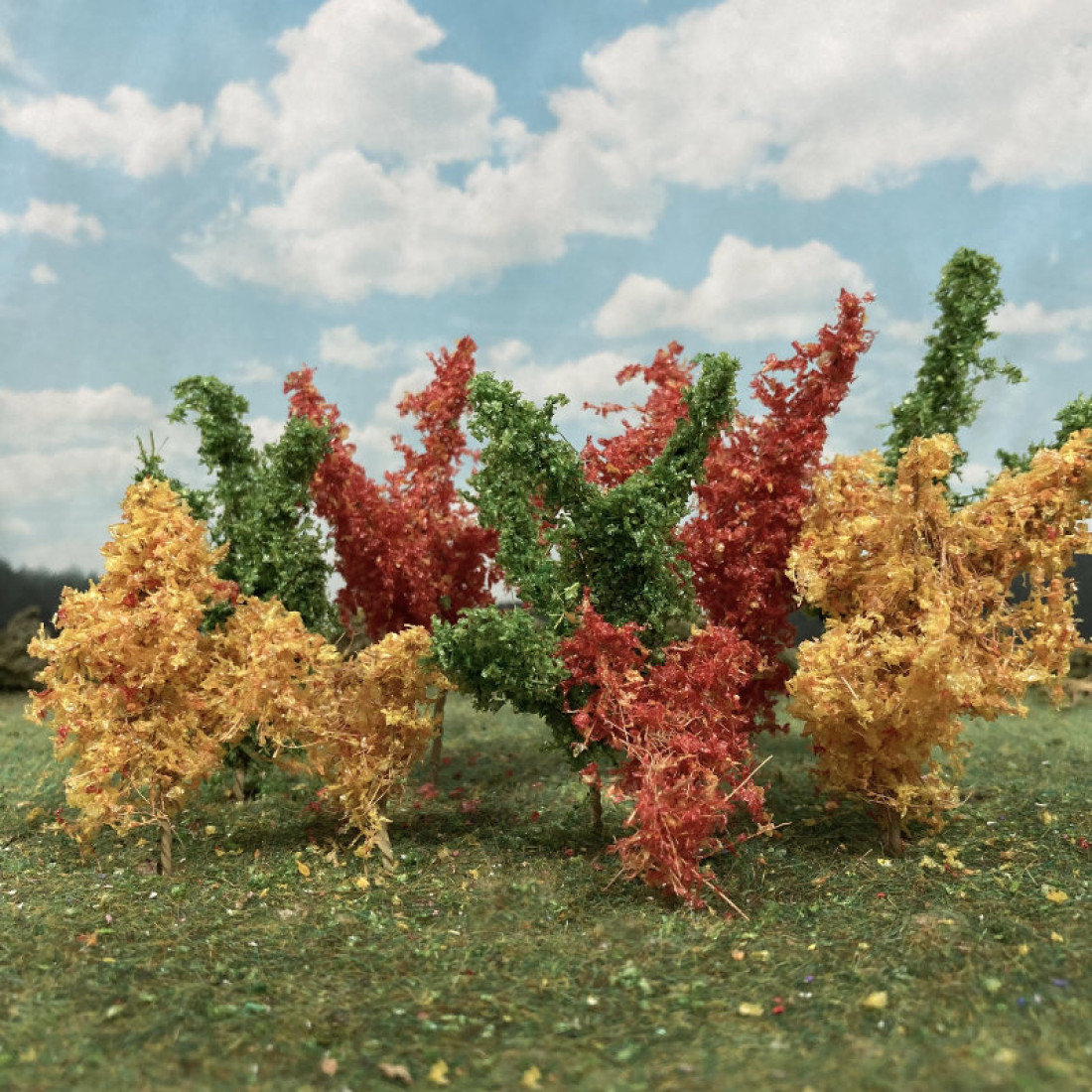 Model N gauge Trees or OO Saplings in Autumn shades