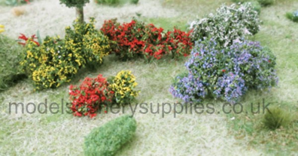 Model Railway and Flower Bushes