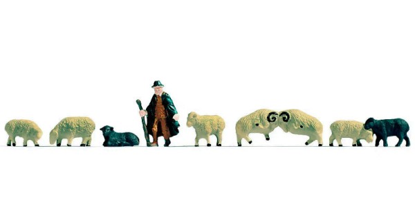 Model railway Shepherd and Sheep in OO By Noch 18210