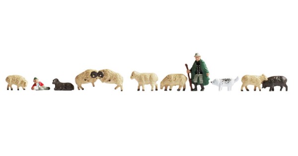 Model railway Shepherd and sheep in N gauge Noch 36750