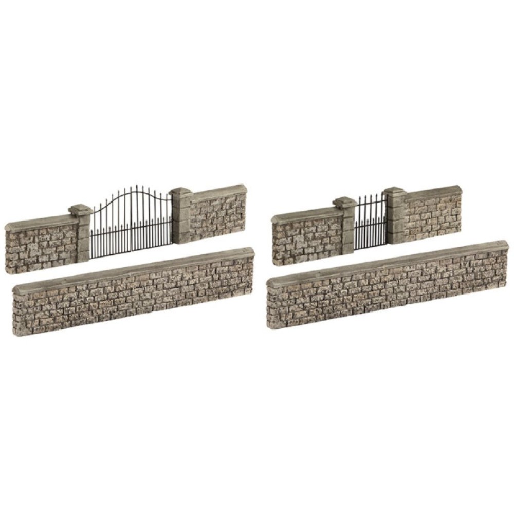 Model railway detailed Stone Wall and Gates OO Scenecraft 44-555