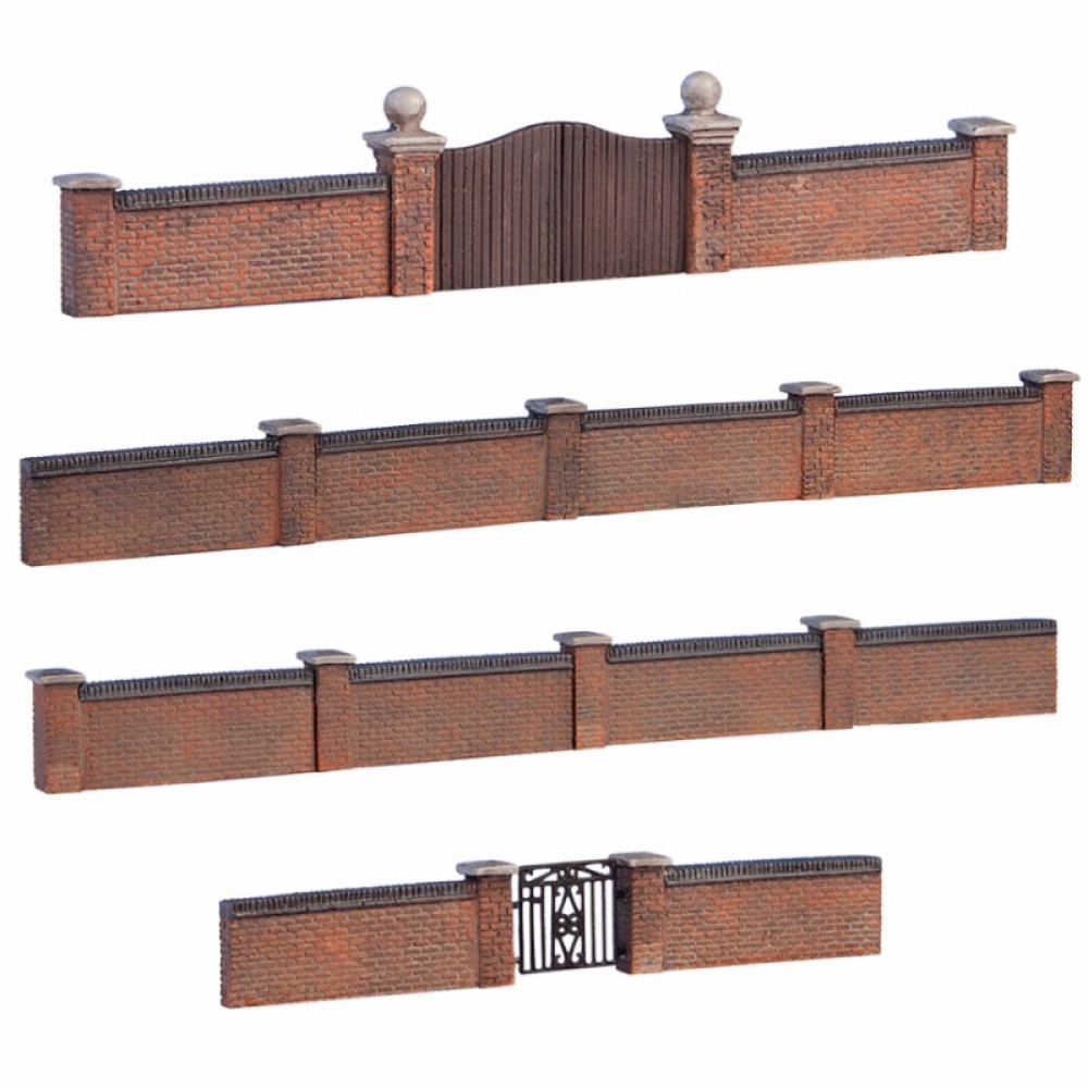 Model Brick Wall and Gates N gauge Graham Farish Scenecraft 42-541